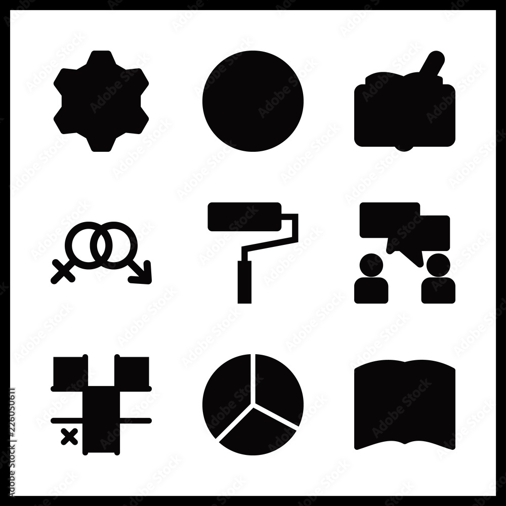 idea icon. open book and pie chart vector icons in idea set. Use this ...
