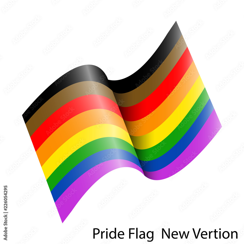 Vecteur Stock Lgbt Pride Flag New Version Add 2 Color Blackandbrown Or
