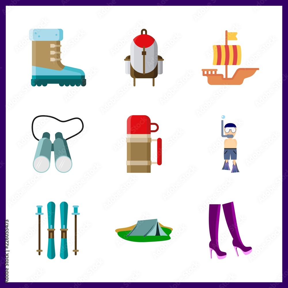 adventure icon. boot and aqualung vector icons in adventure set. Use ...