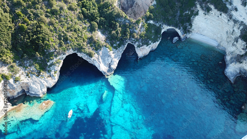 Aerial drone bird's eye view photo of iconic tropical rocky paradise ...