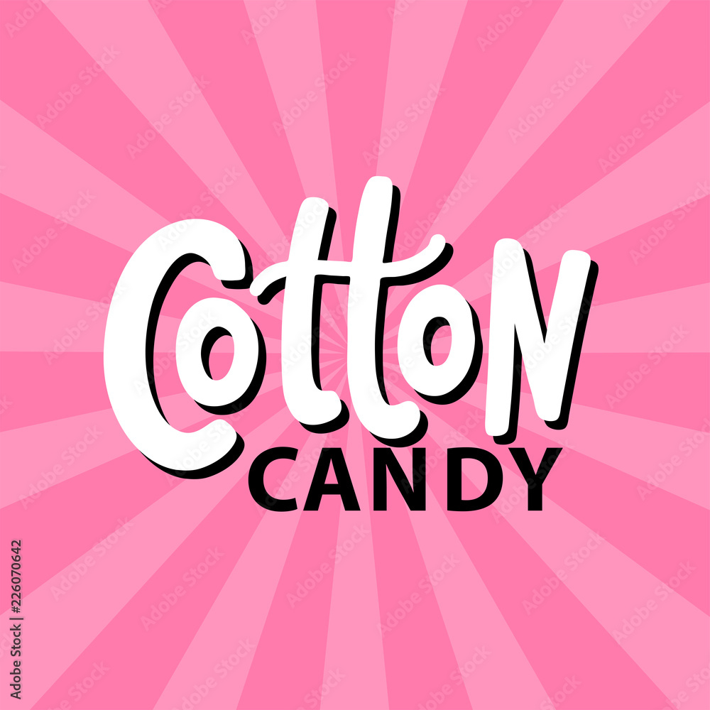 Cotton candy. Text logo lettering. Hand drawn vector illustration ...