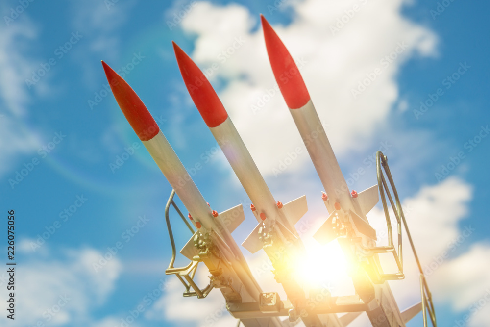 three missiles on the installation are aimed upwards. weapons of mass ...