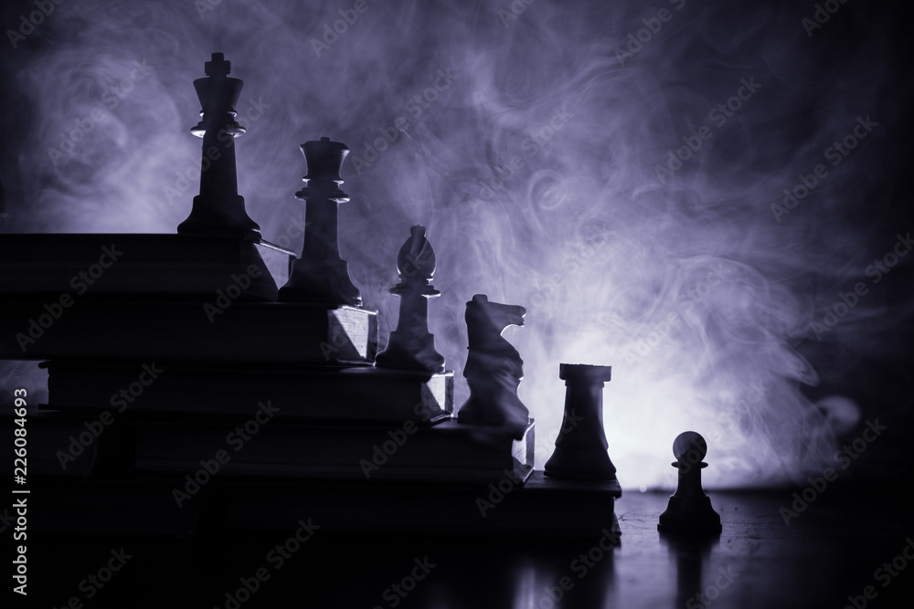 Business hierarchy. Strategy concept with chess pieces. Chess standing ...