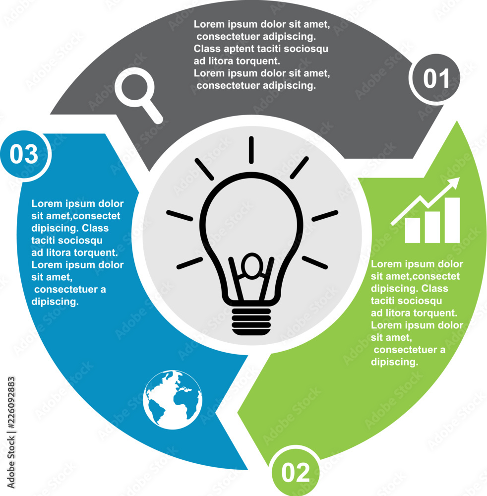 3 step vector element in three colors with labels, infographic diagram ...