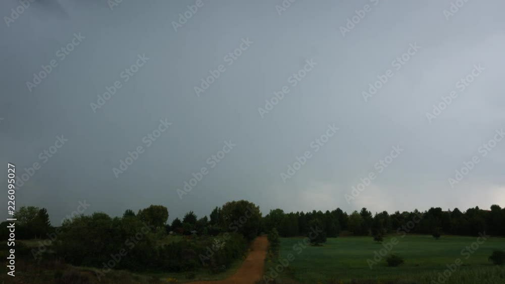 Storm formation timelapse. Thunderstorm and heavy rain. Extreme, severe ...