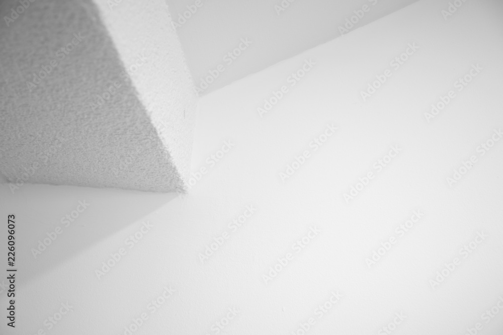 light and shadow on corner of detail white minimalism style of home ...