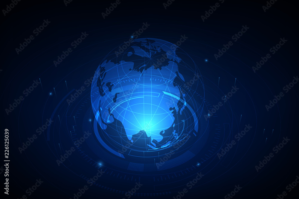 Best Internet Concept of global business. Globe, glowing lines on ...