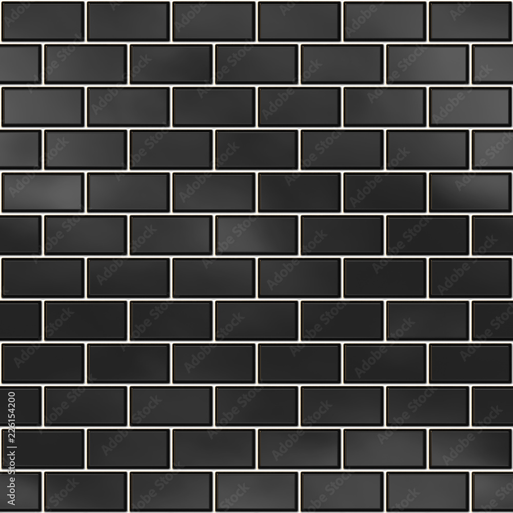 Black ceramic tile seamless texture, brick pattern, 3d illustration ...