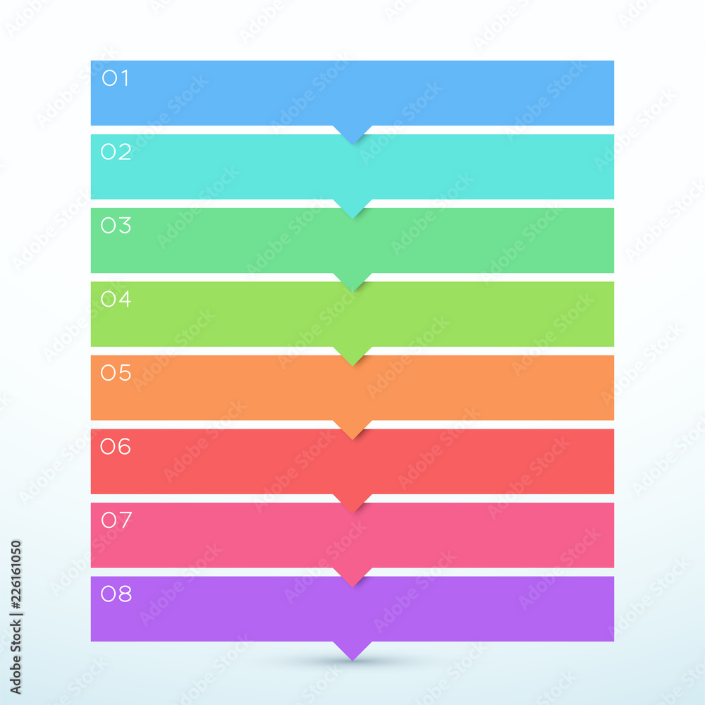 8 Step Arrow List Colorful Banners Infographic Diagram Stock Vector ...