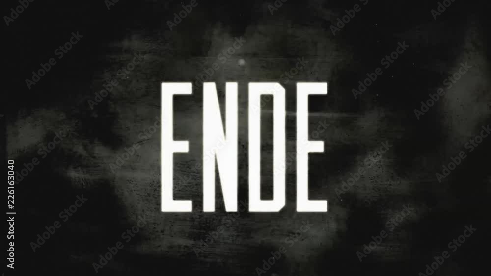 A vintage animation with the text Ende (The End in German) appearing ...