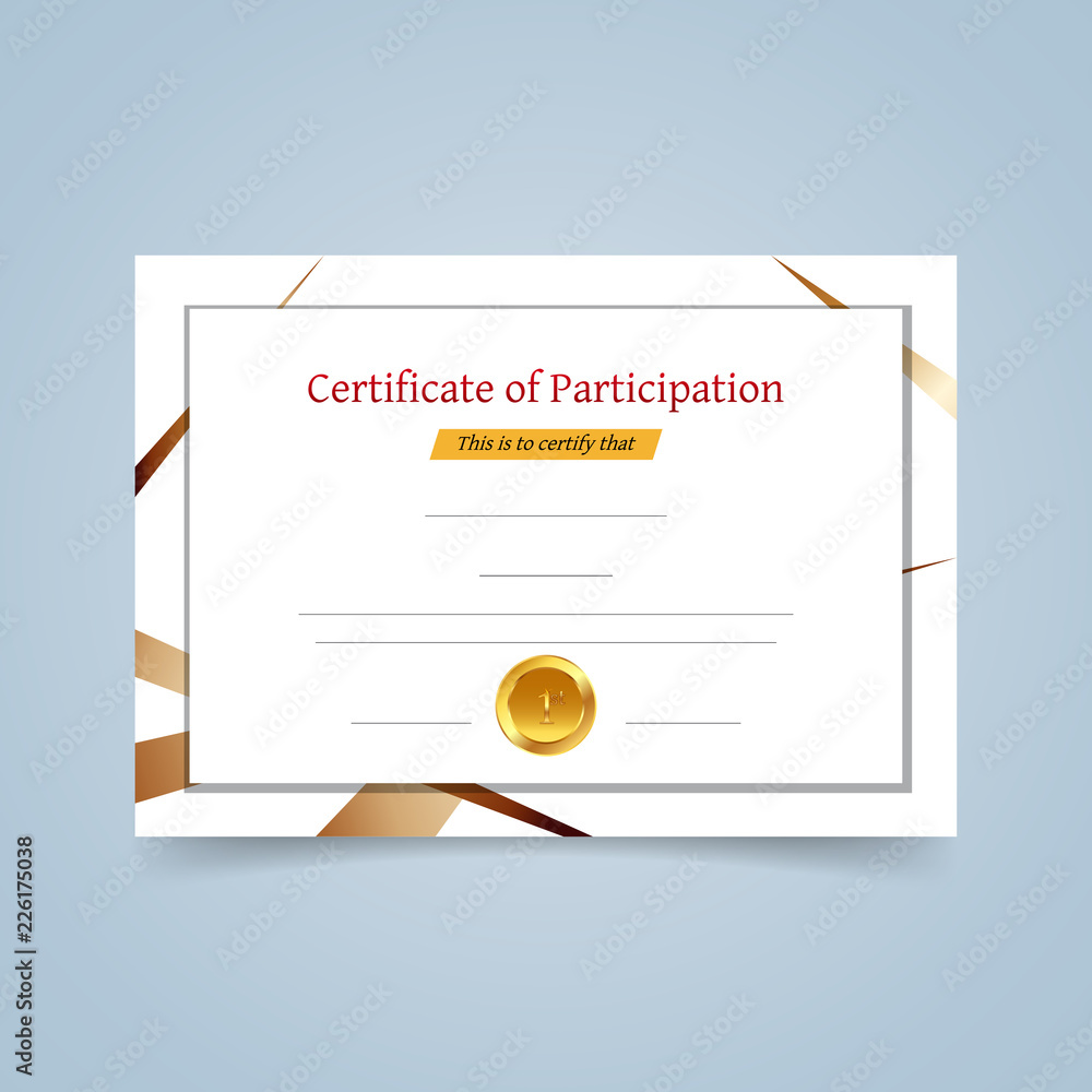 Participation certificate or award template with space of your text ...