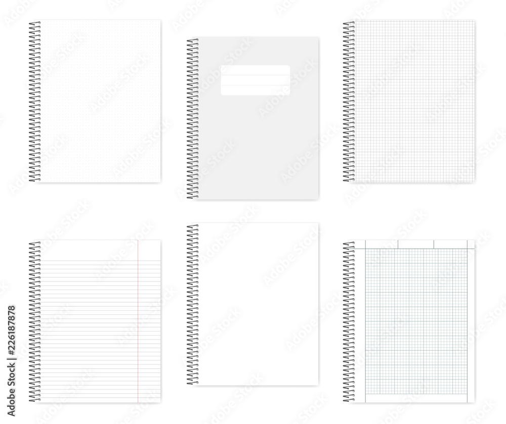 Set of wire bound letter format notebooks, vector mock up Stock Vector ...