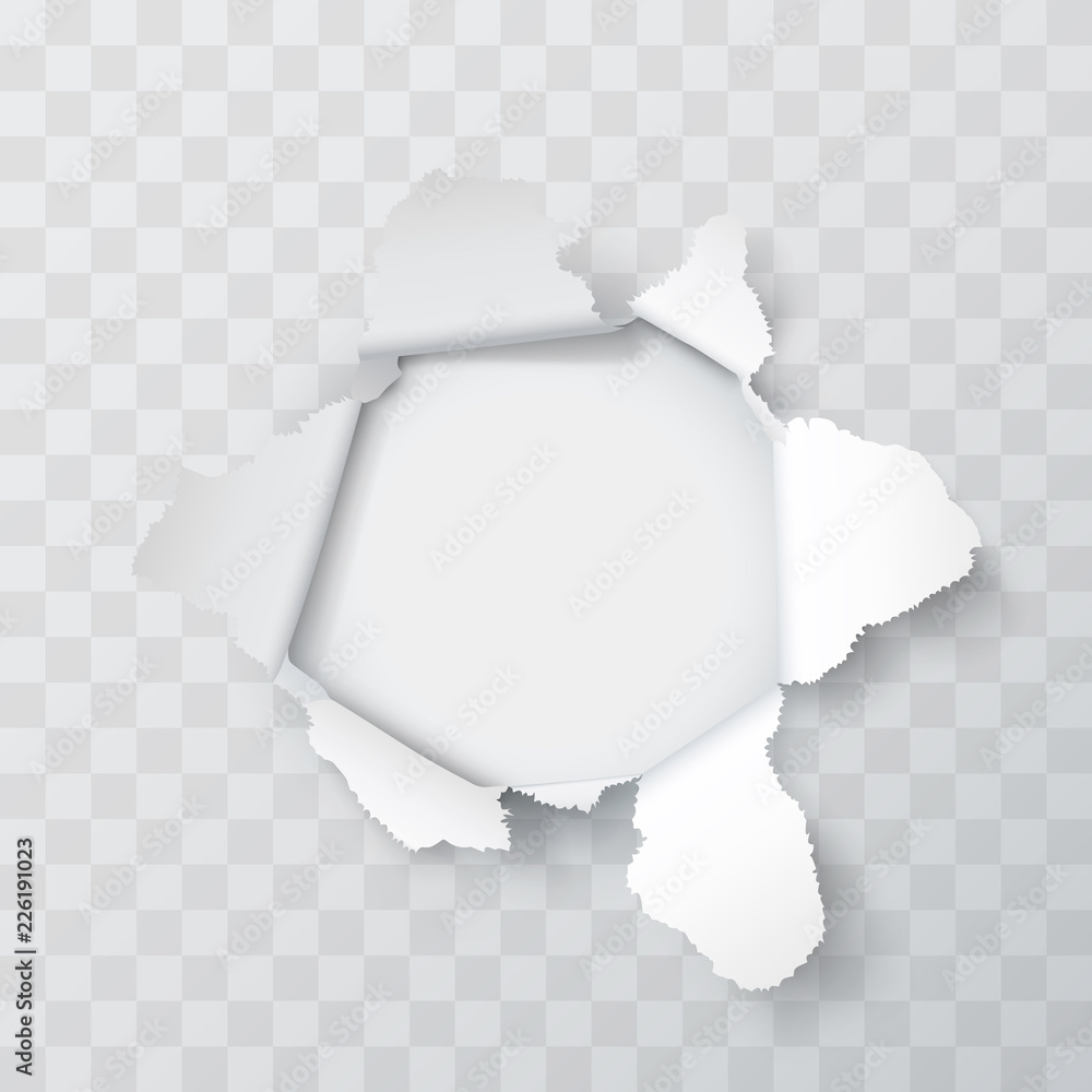 Explosion paper hole on the Transparent background. Vector illustration ...