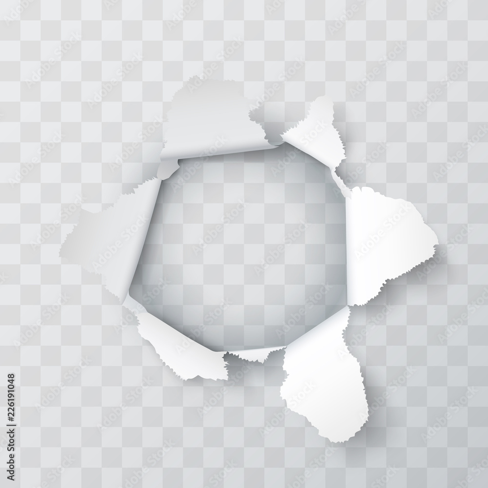 Explosion paper hole on the Transparent background. Vector illustration ...