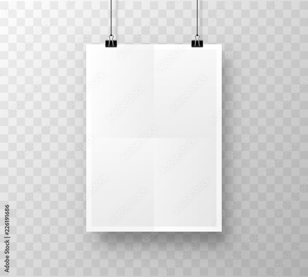 Paper poster A4 on the white transparent background. Vector ...