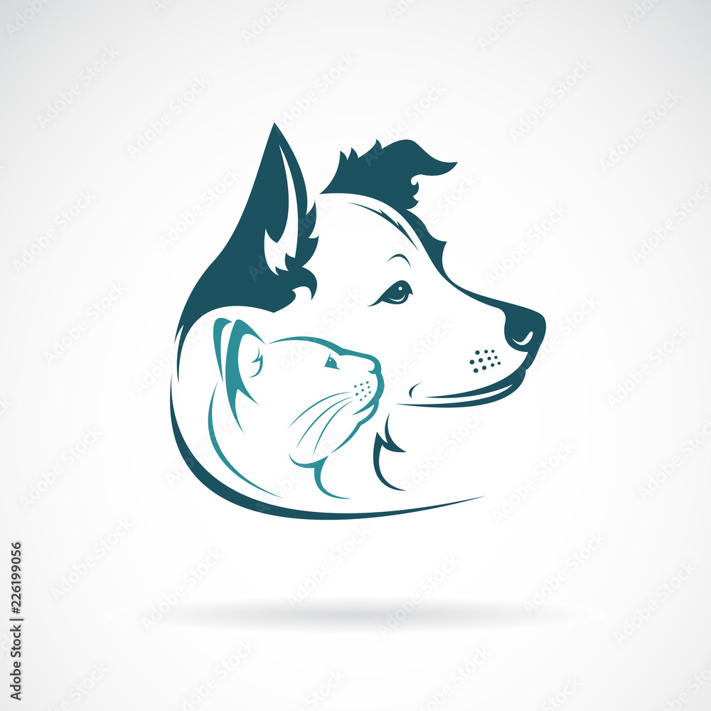 Vector of dog and cat head design on a white background. Pet. Animal ...