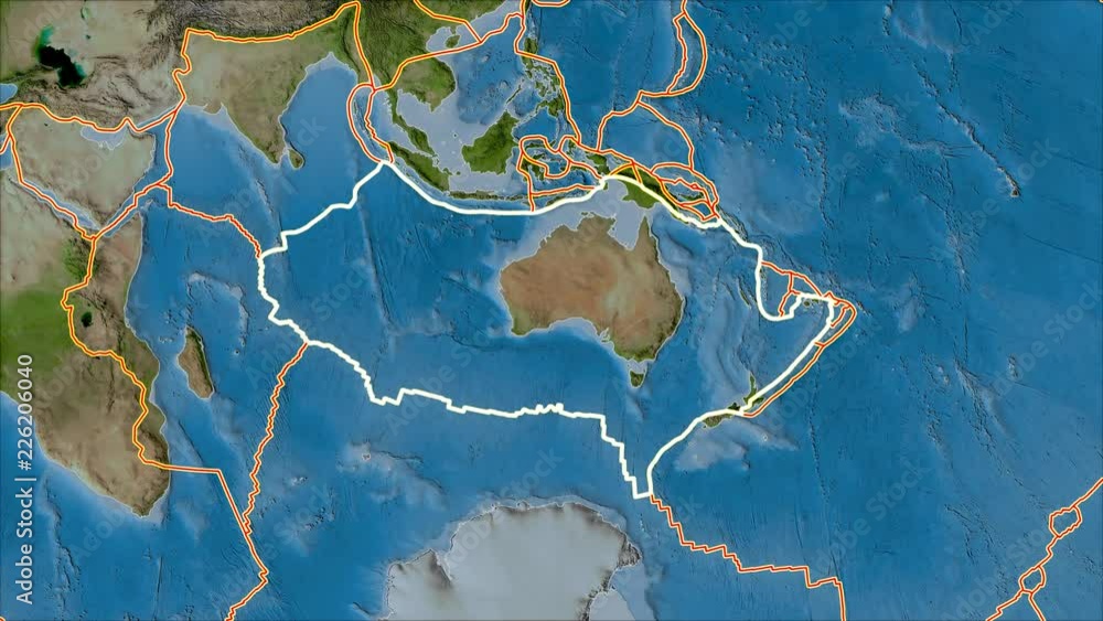 Australian tectonic plate. Satellite imagery A. Stroke first. Van der ...