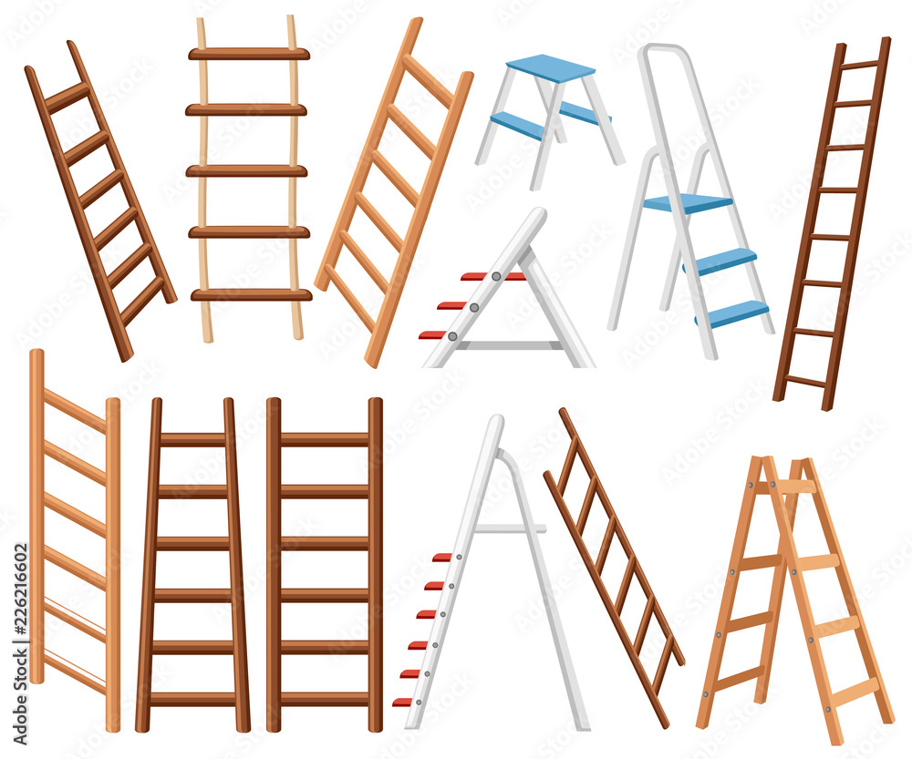 Poster Collection of metal and wooden ladders – Wall Art | UkPosters