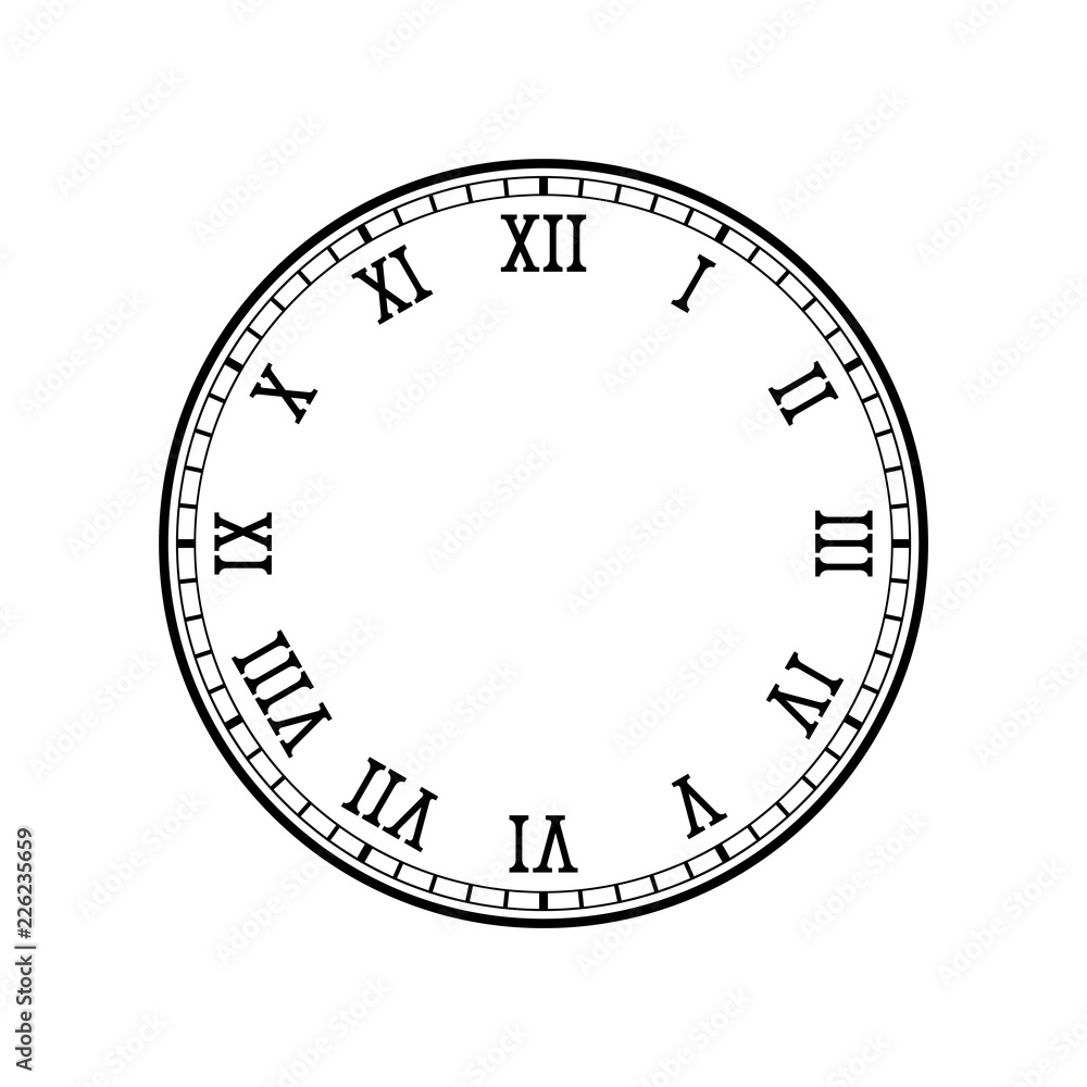 Clock face with roman numerals Stock Vector | Adobe Stock