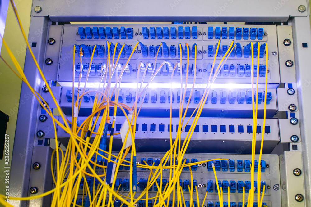 Equipment for high-speed access to the Internet. Fiber-optic wires are ...