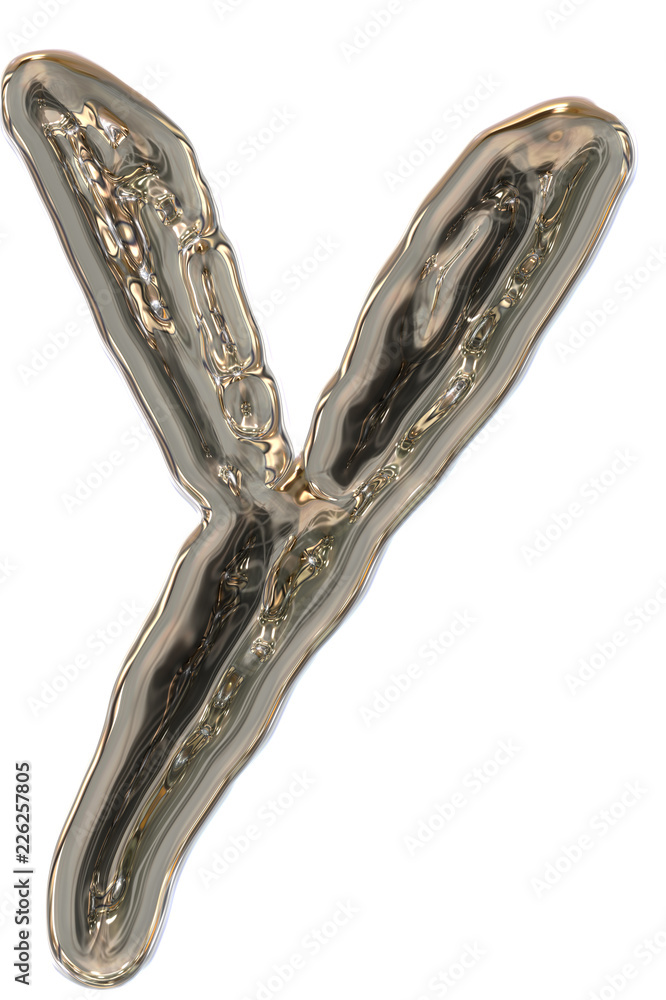 Y letter of the alphabet, made of liquid metal. Stock Illustration ...