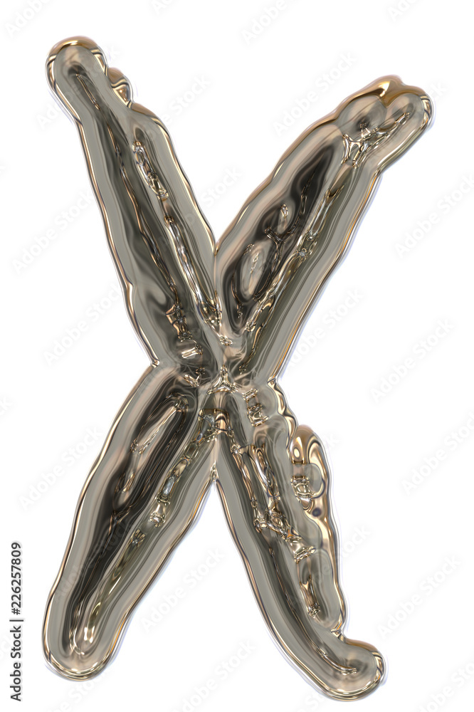 X letter of the alphabet, made of liquid metal. Stock Illustration ...