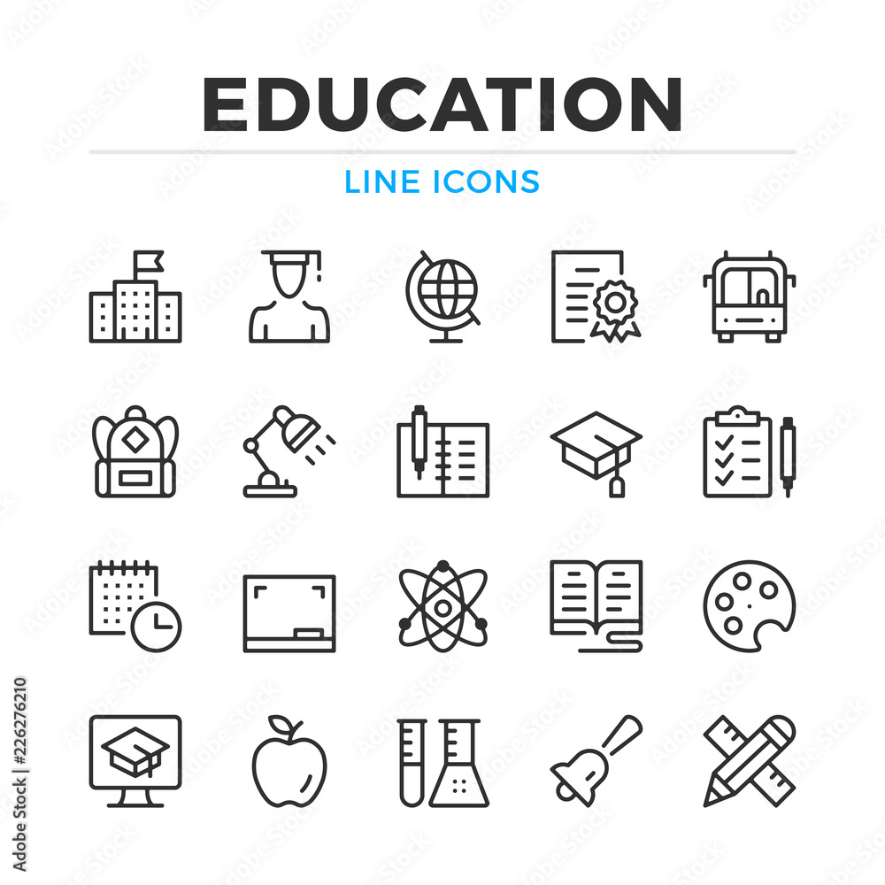 Education line icons set. Modern outline elements, graphic design ...