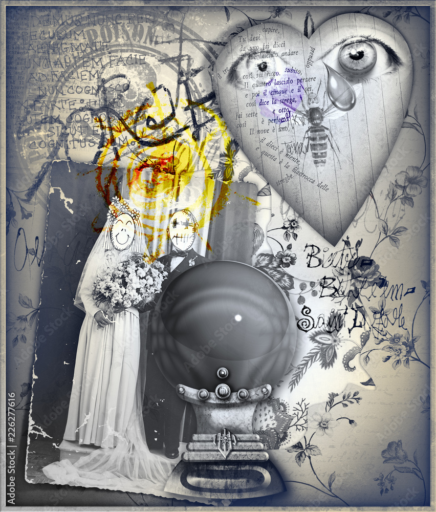 Graffiti background with magic crystal ball and esoteric sketches Stock ...