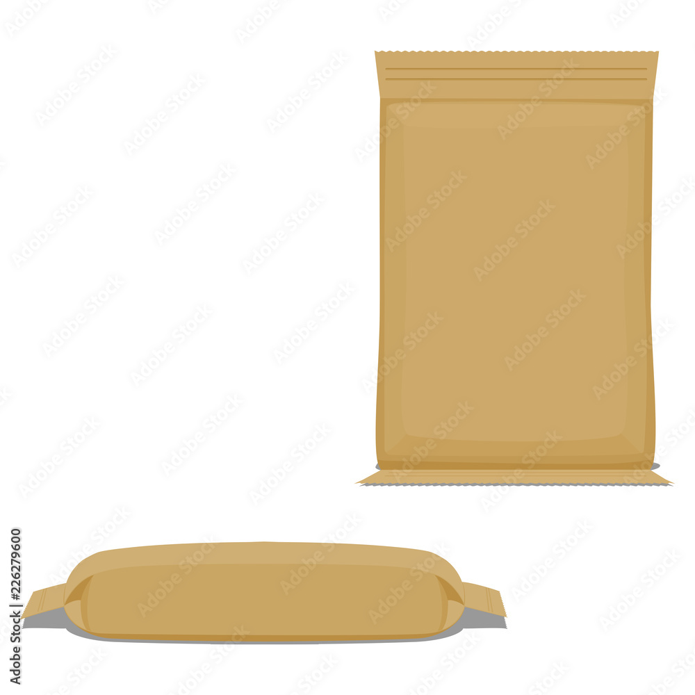 Isolate paper bag front and side view on transparent background Stock ...