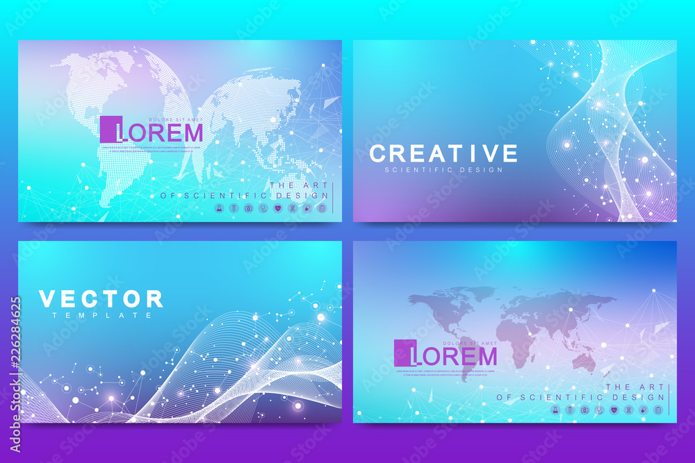 Set of web page design templates for medicine, science, technology ...