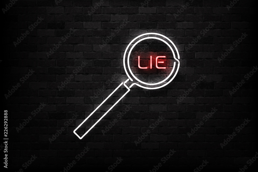 Vector realistic isolated neon sign of Lie check logo for decoration on ...