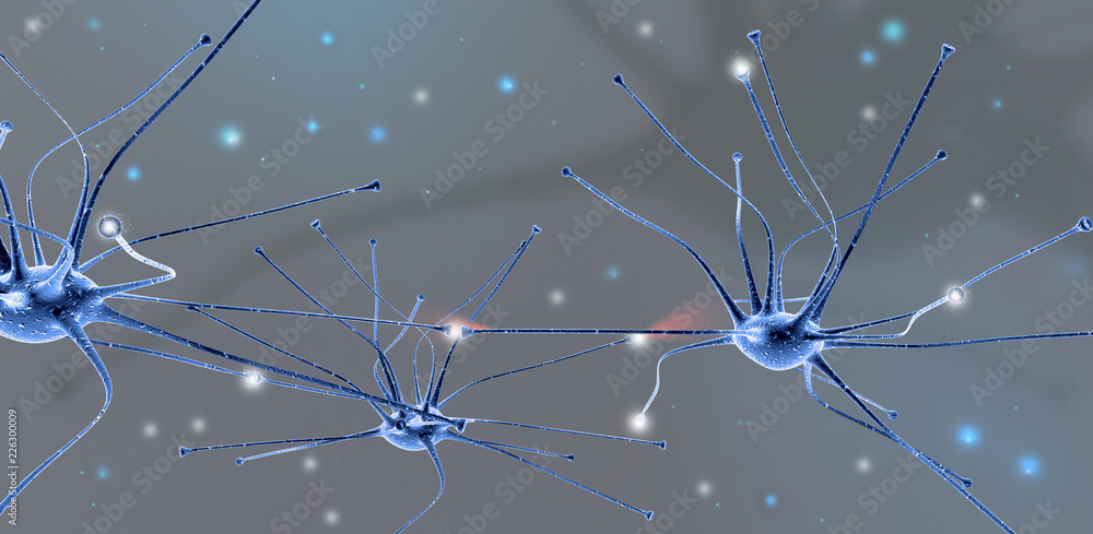 Neuroni al microscopio ottico, 3D rendering Stock Illustration | Adobe ...