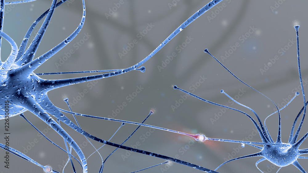 Neuroni al microscopio ottico, 3D rendering Stock Illustration | Adobe ...