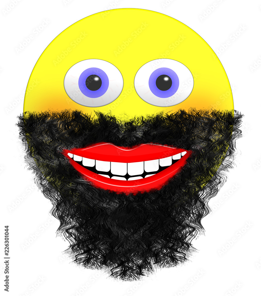 Smiley Face With Beard