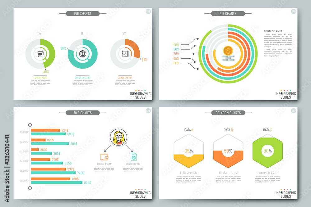 Simple infographic brochure template. Pages with personal income ...