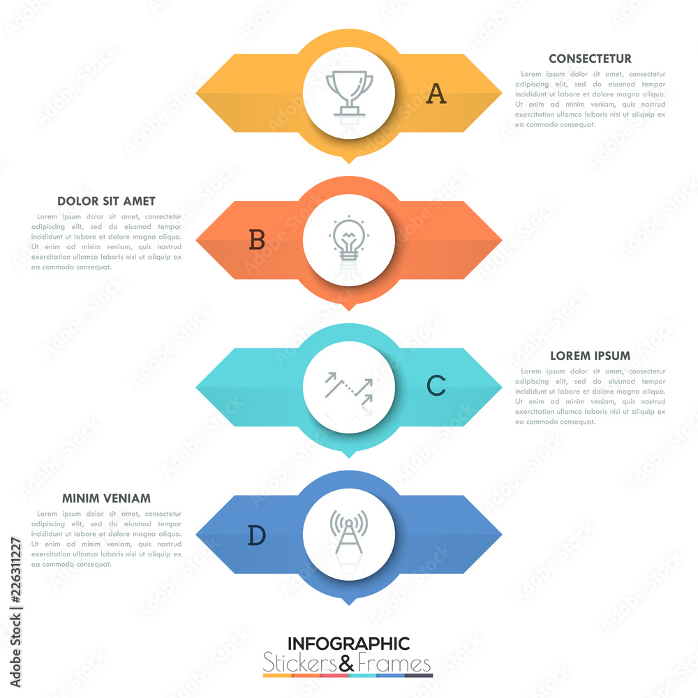 Vecteur Stock Four round elements placed one above other with two ...