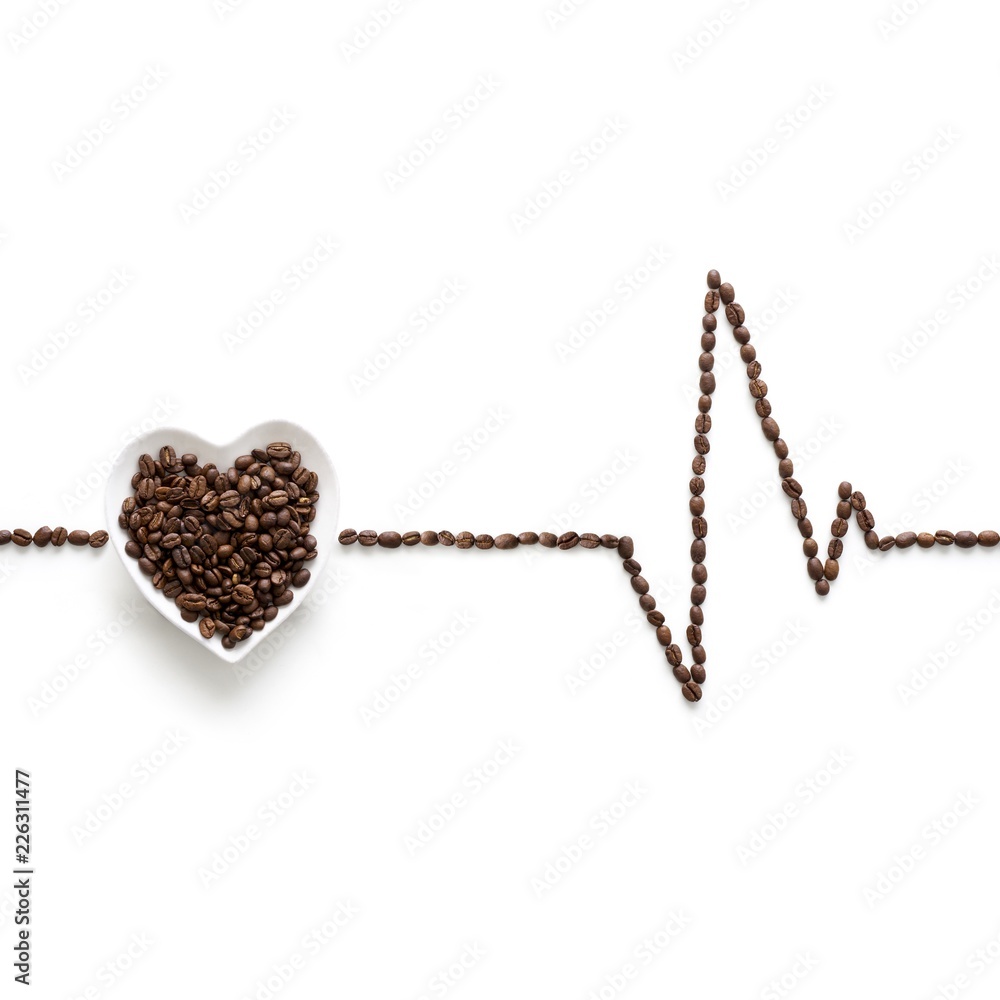 Coffee beans making an electrocardiogram line Stock Photo | Adobe Stock