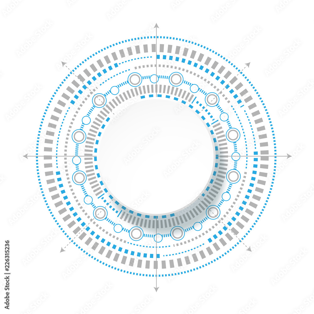Engineering Drawing with circles and geometric parts of mechanism ...