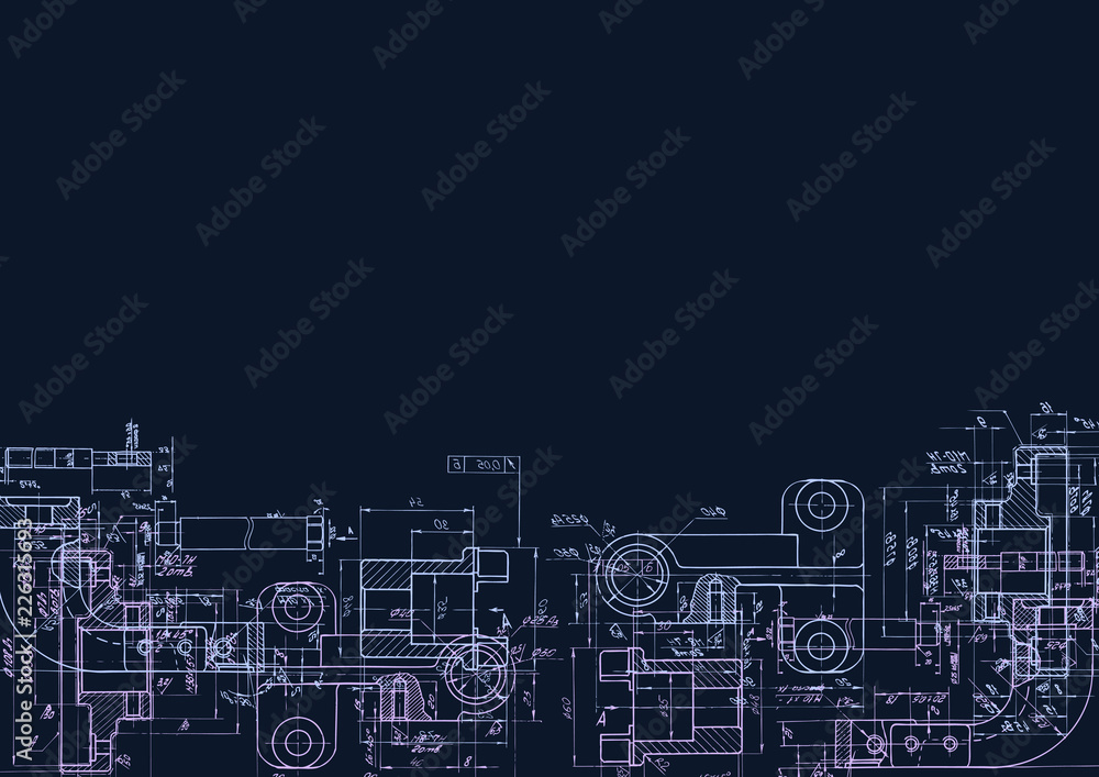 Technical Drawing background.Mechanical Engineering drawing. Stock ...