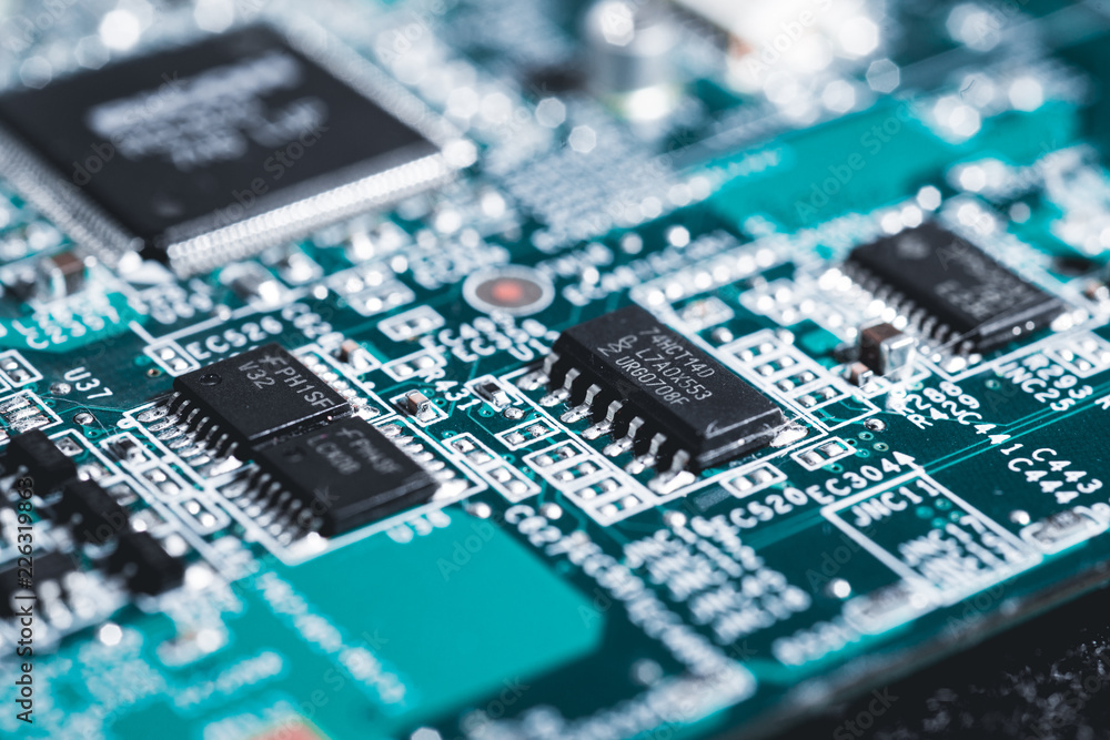 Computer circuit board. High technology. Electric circuit. Motherboard ...