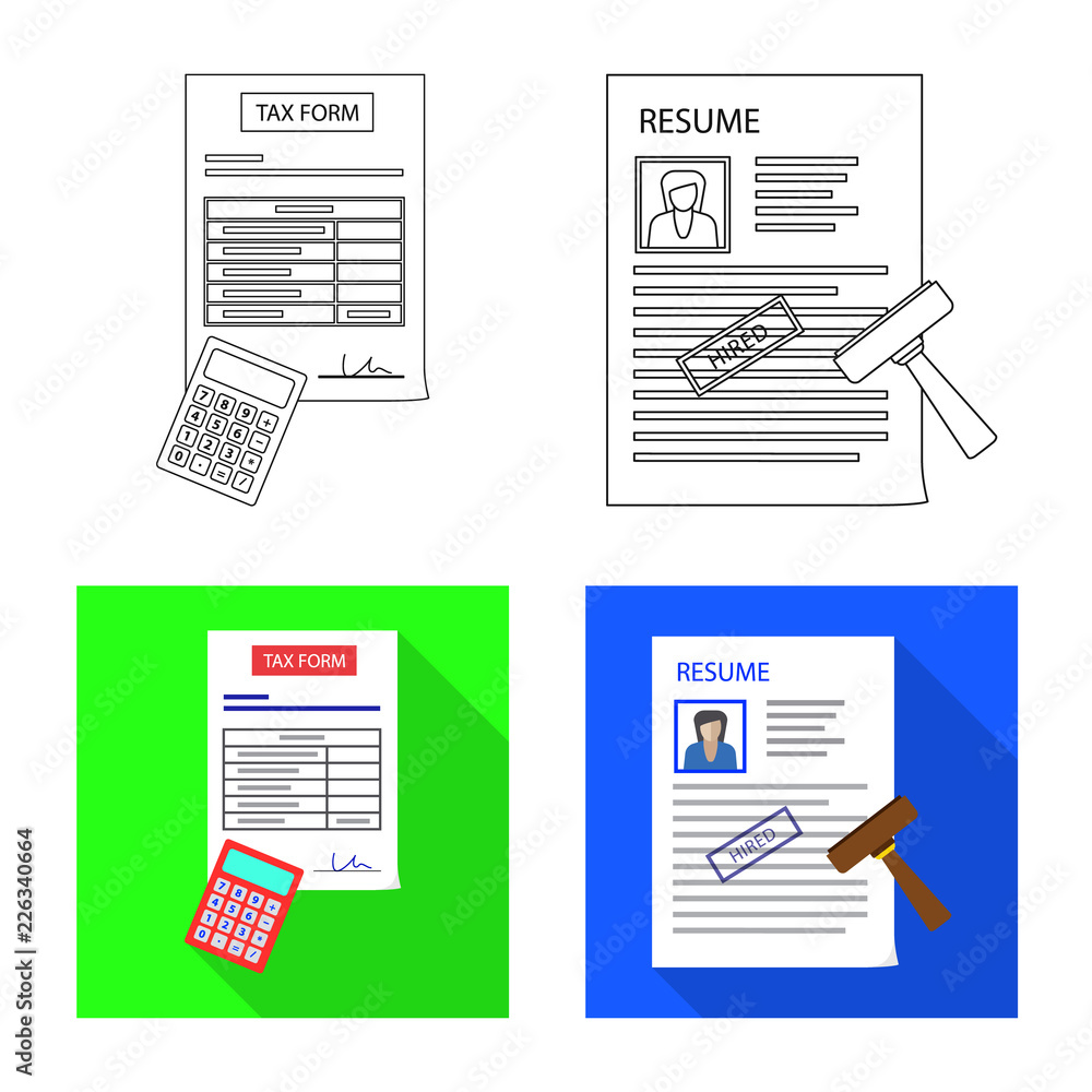 Vector illustration of form and document symbol. Collection of form and ...