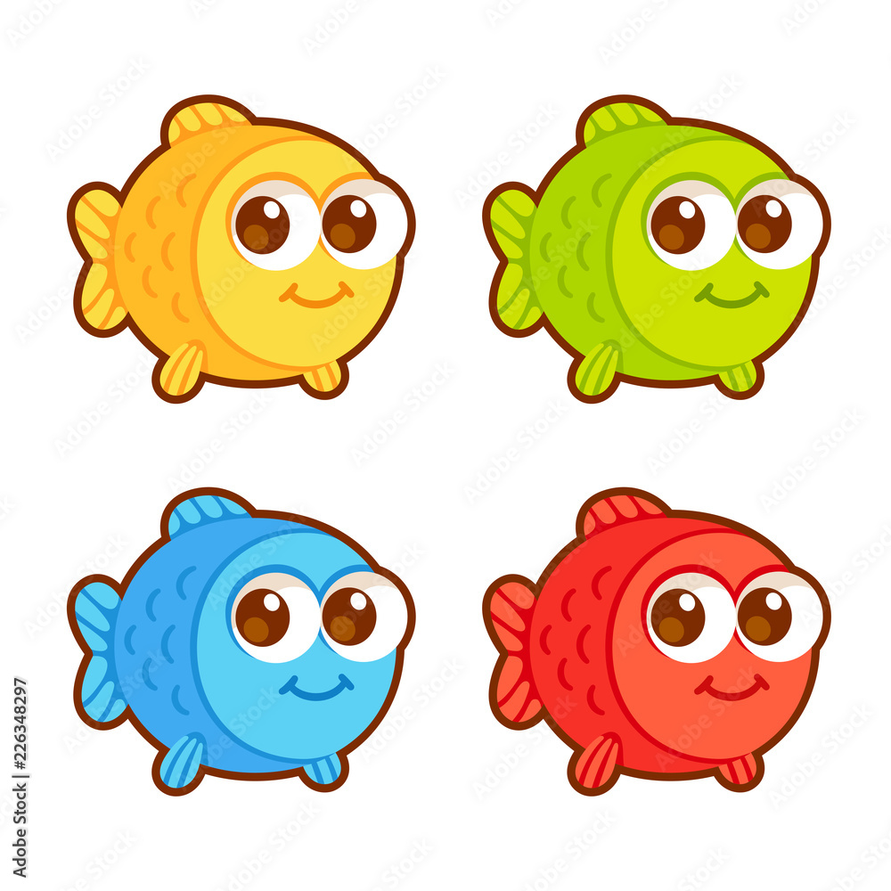 Cute cartoon fish set Stock Vector | Adobe Stock
