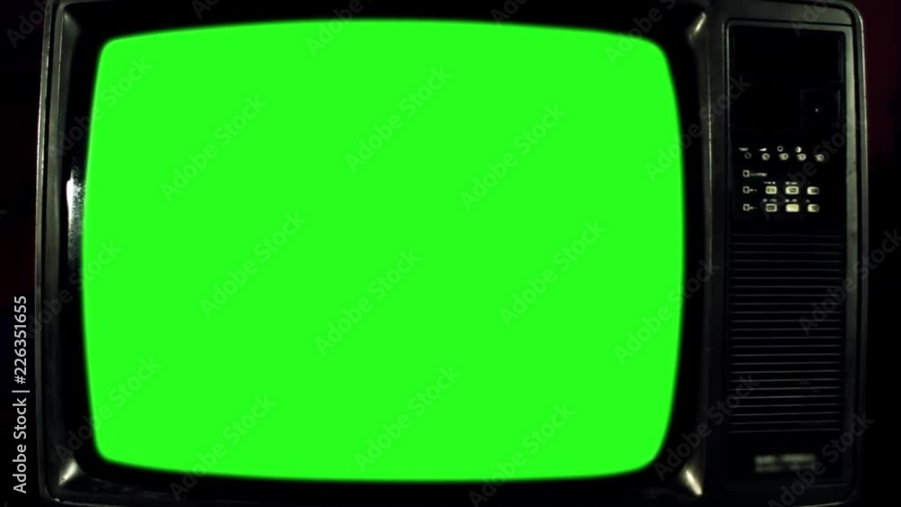 Old Television with Green Screen. Blue Steel Tone. You can replace ...