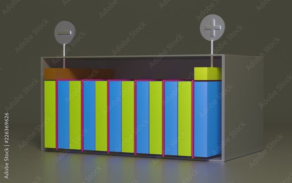 Solid state battery, energy storage, battery know-how, 3d rendering ...