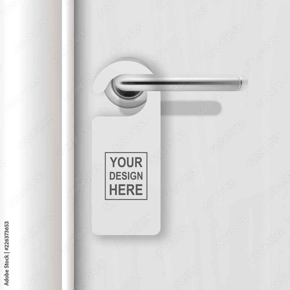 Vector realistic paper white blank door hanger on white realistic ...