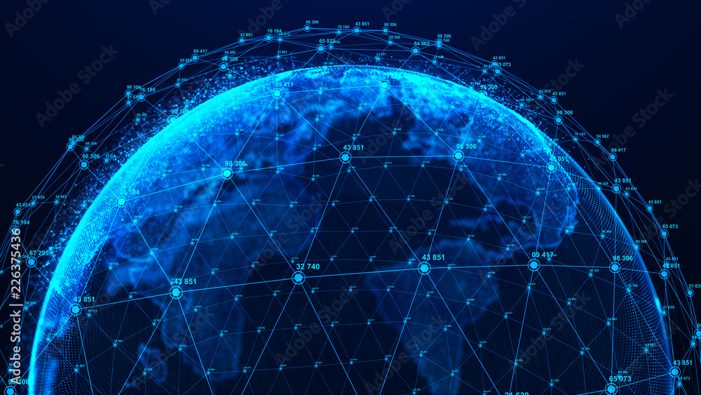 Global network concept. World map point. Global network planet Earth ...