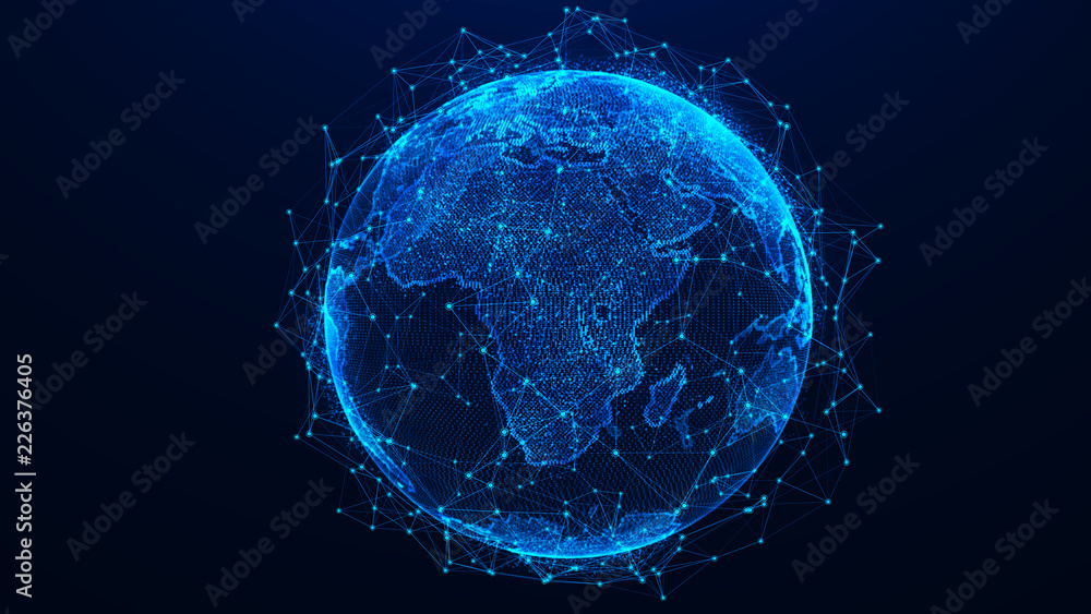 Global network concept. World map point. Global network planet Earth ...