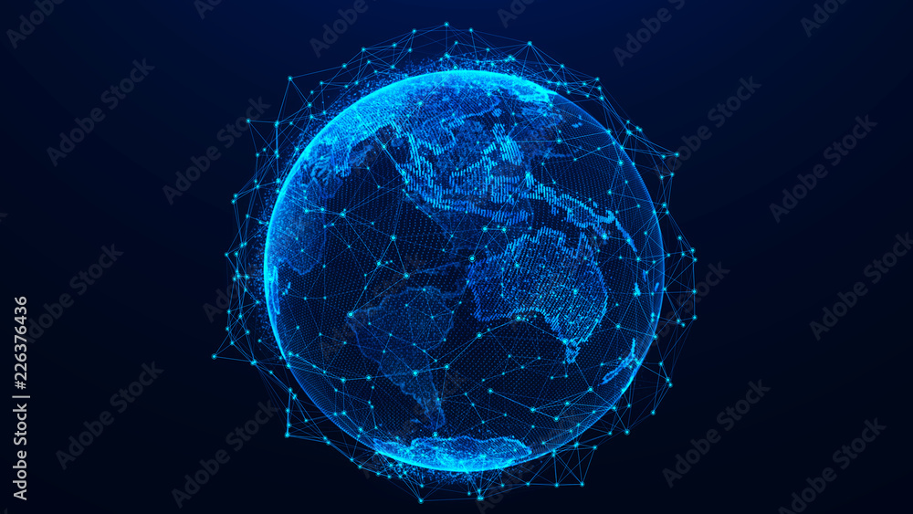 Global network concept. World map point. Global network planet Earth ...