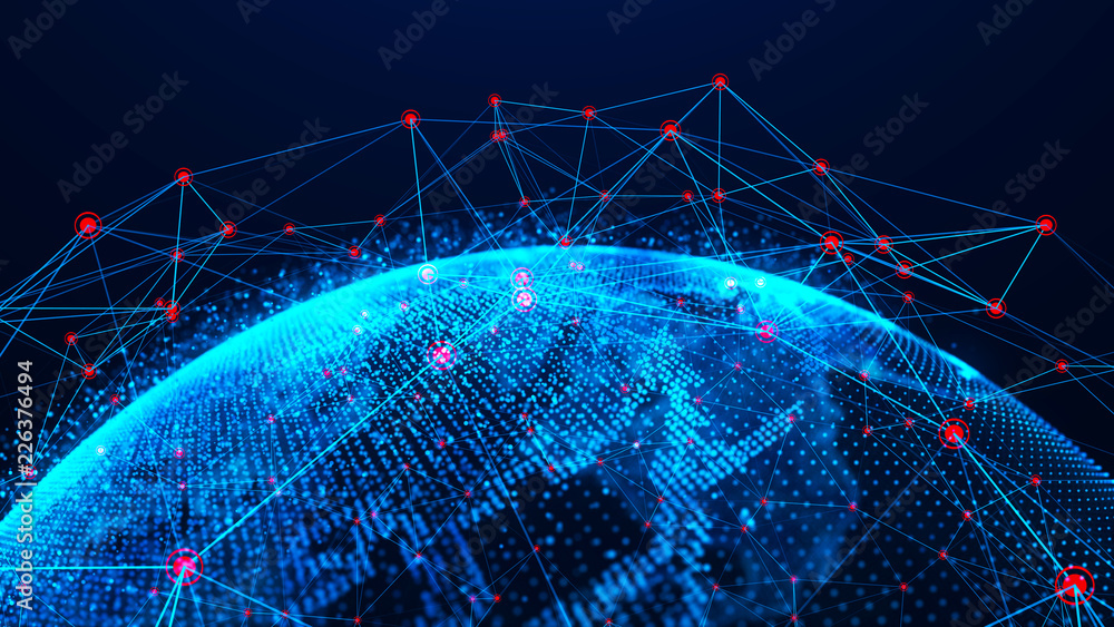 Global network concept. World map point. Global network planet Earth ...