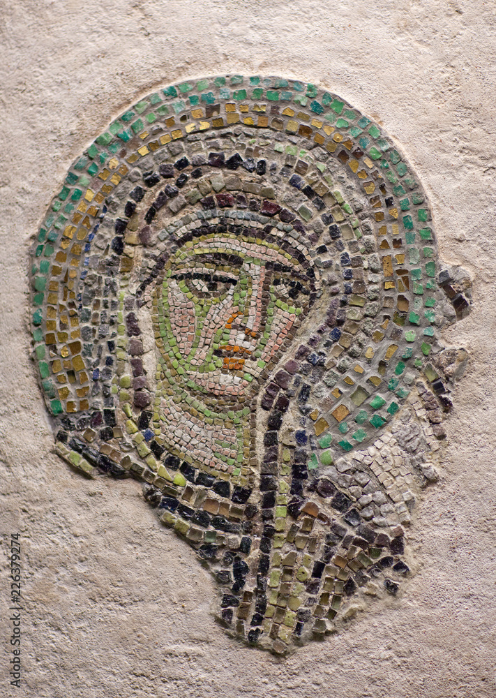 Byzantine mosaic with the Virgin Mary from Monastery in ancient ...